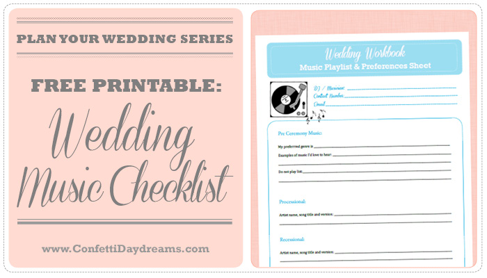 Wedding Music Checklist Printable