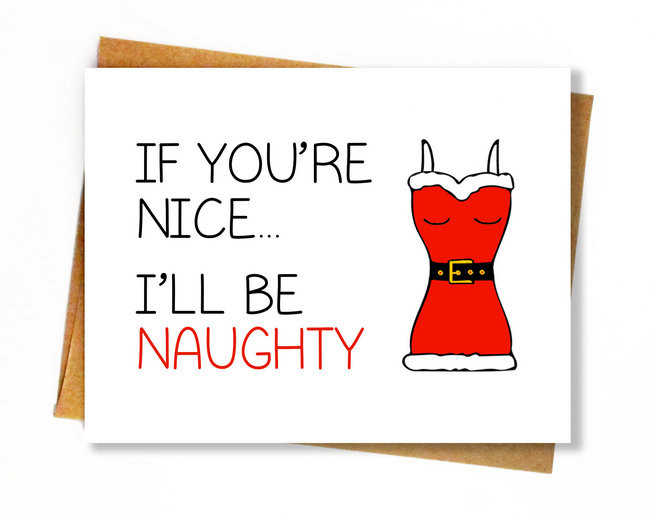 Oh Behave Naughty But Nice Christmas Cards For Him 